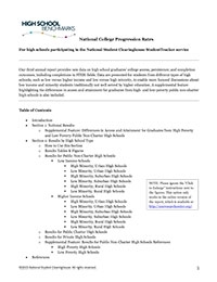 High School Benchmarks: National College Progression Rates