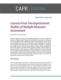 Report: Lessons From Two Experimental Studies of Multiple Measures ...